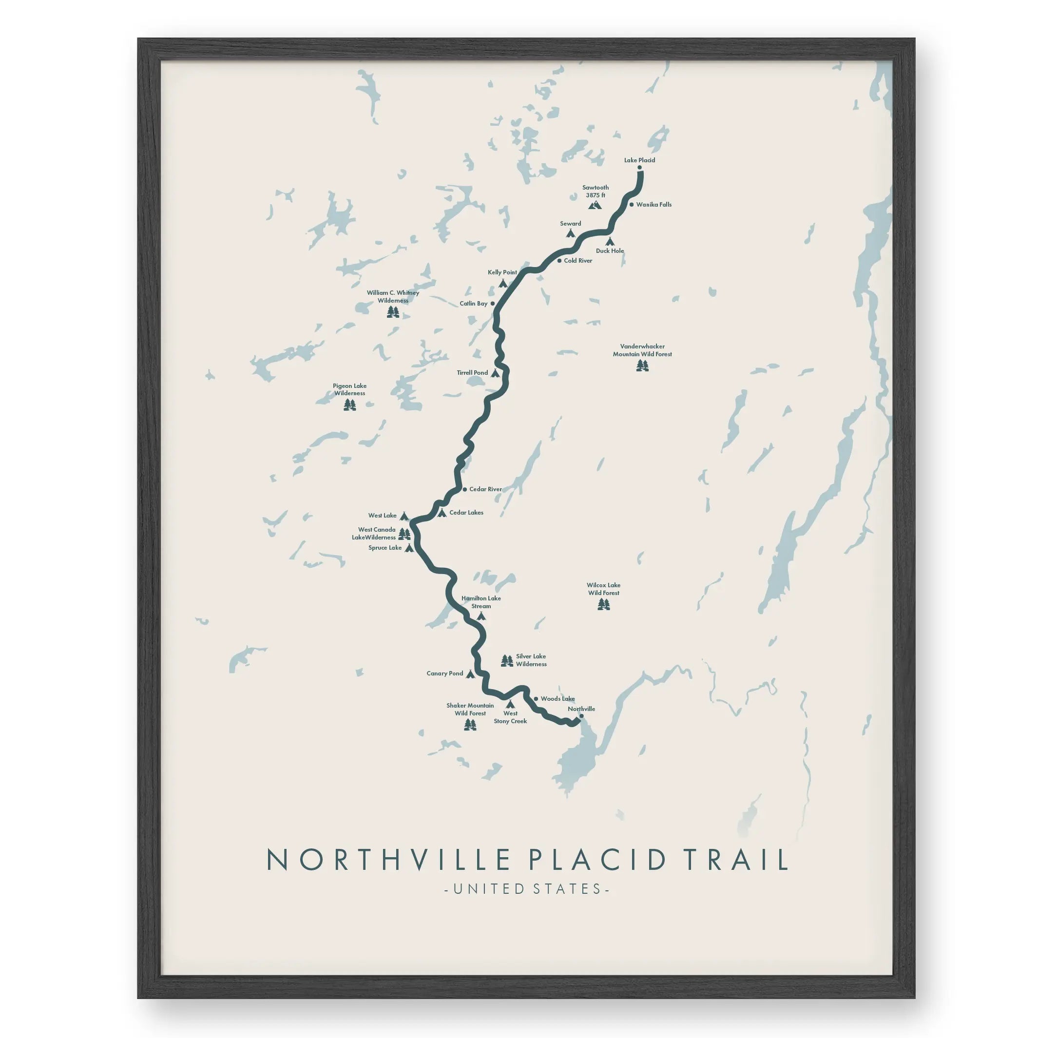 Northville Placid Trail Map | Northville Placid Trail Poster | Tell ...