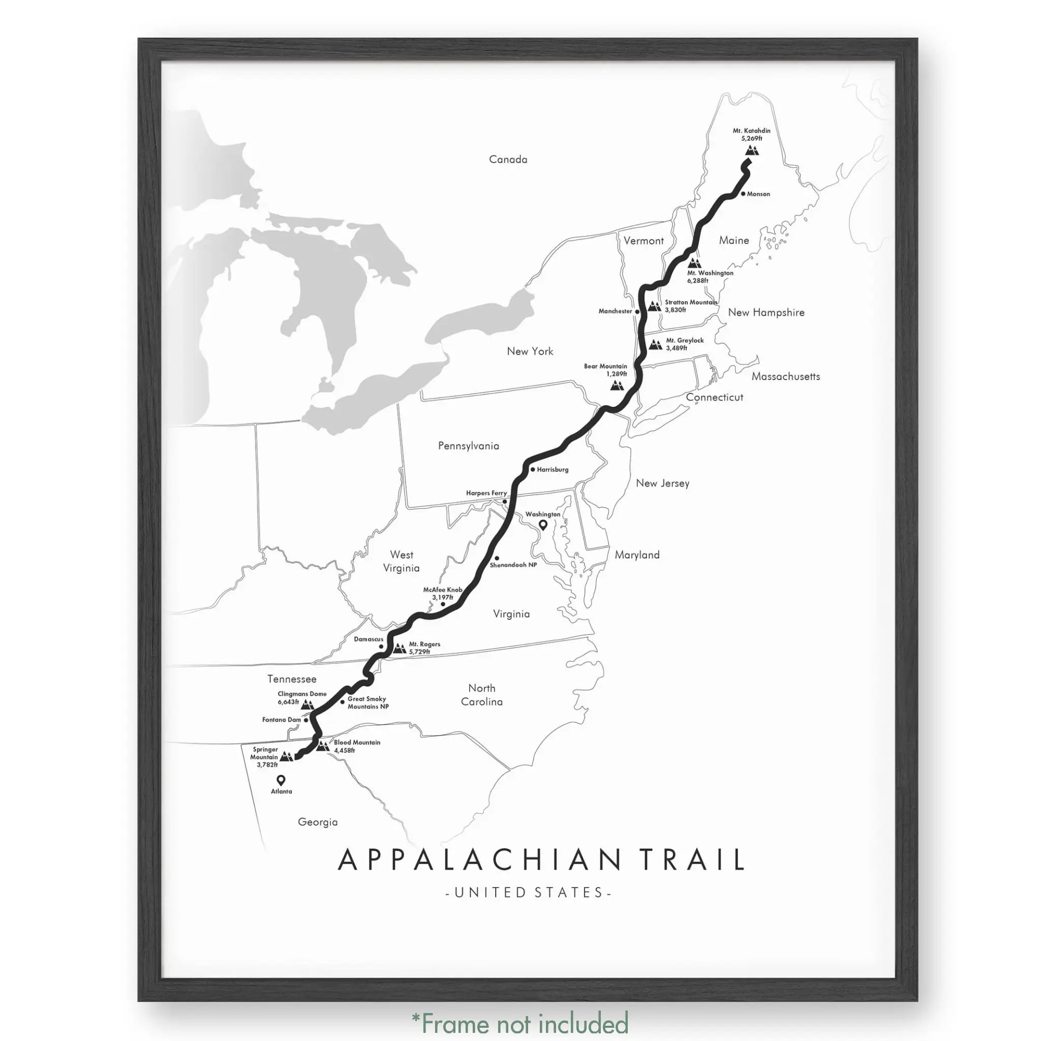 Appalachian Trail Map | Appalachian Trail Poster | Tell Your Trail