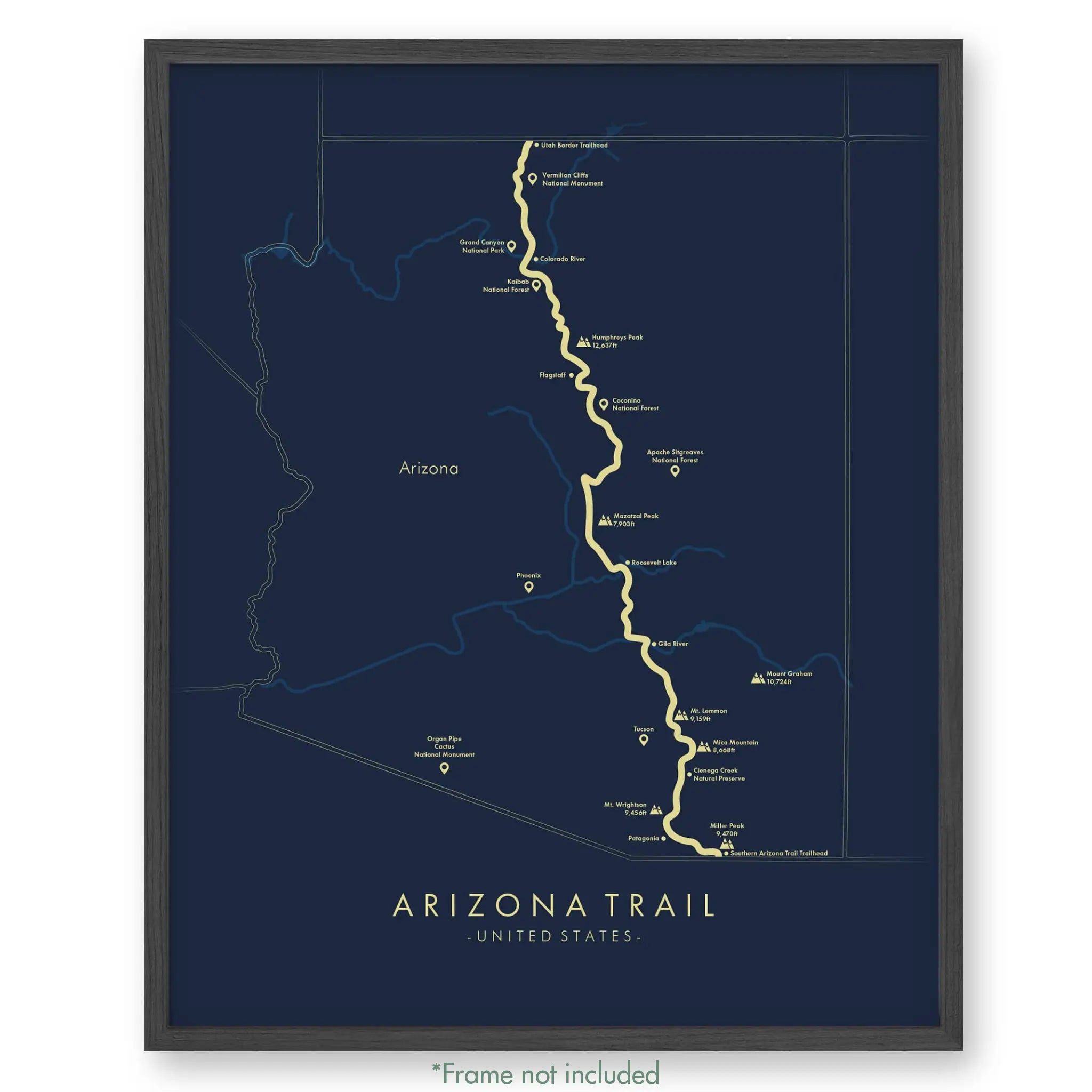 Arizona Trail Map | Arizona Trail Poster | Tell Your Trail
