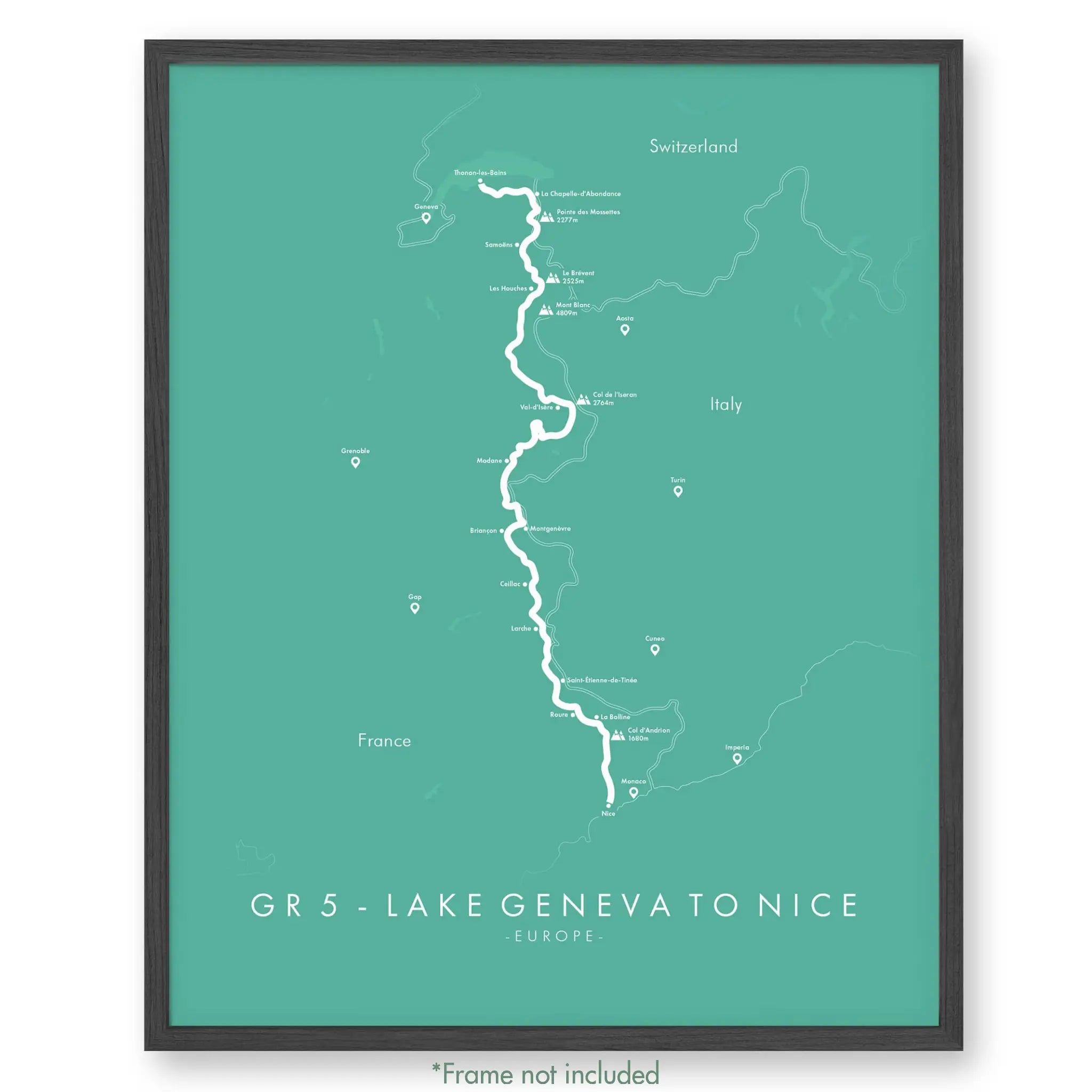 GR5 - Lake Geneva to Nice Map | GR5 - Lake Geneva to Nice Poster | Tell ...