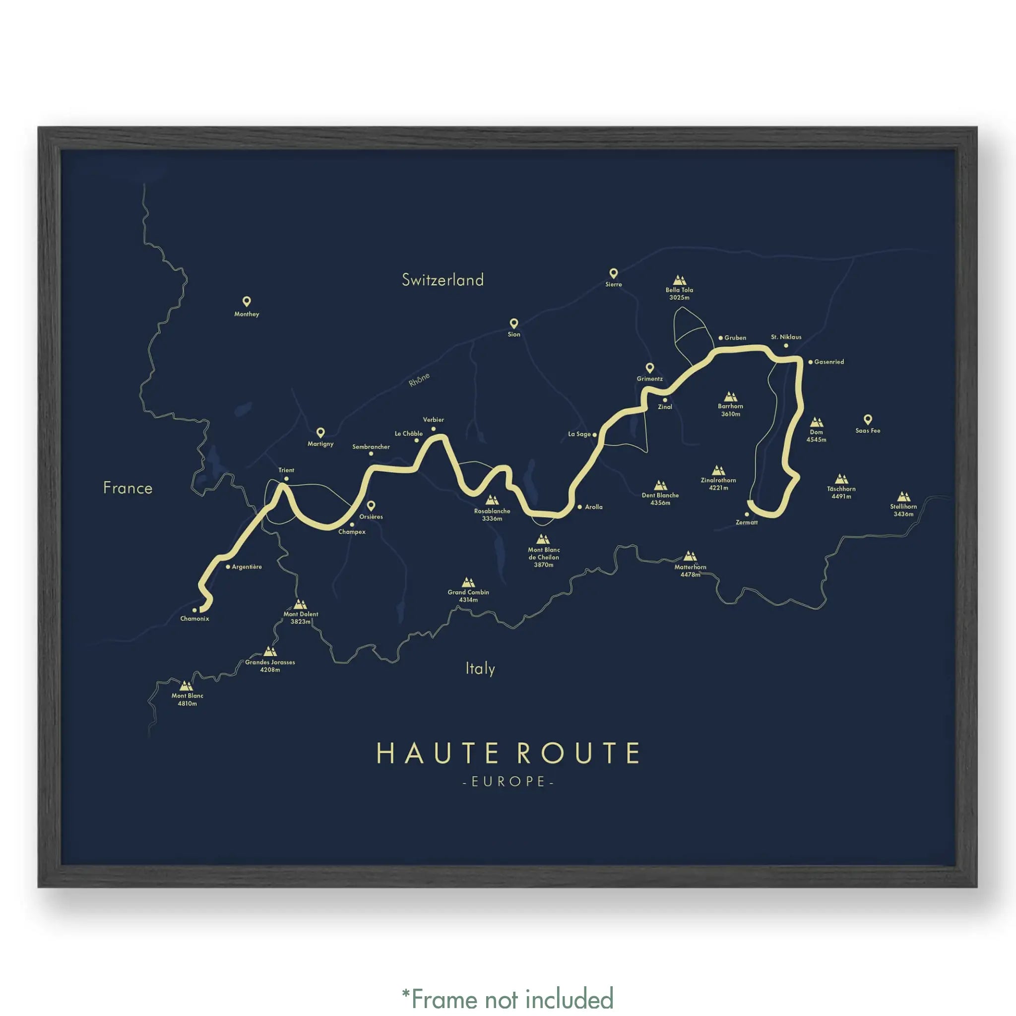 Haute Route Map | Haute Route Poster | Tell Your Trail