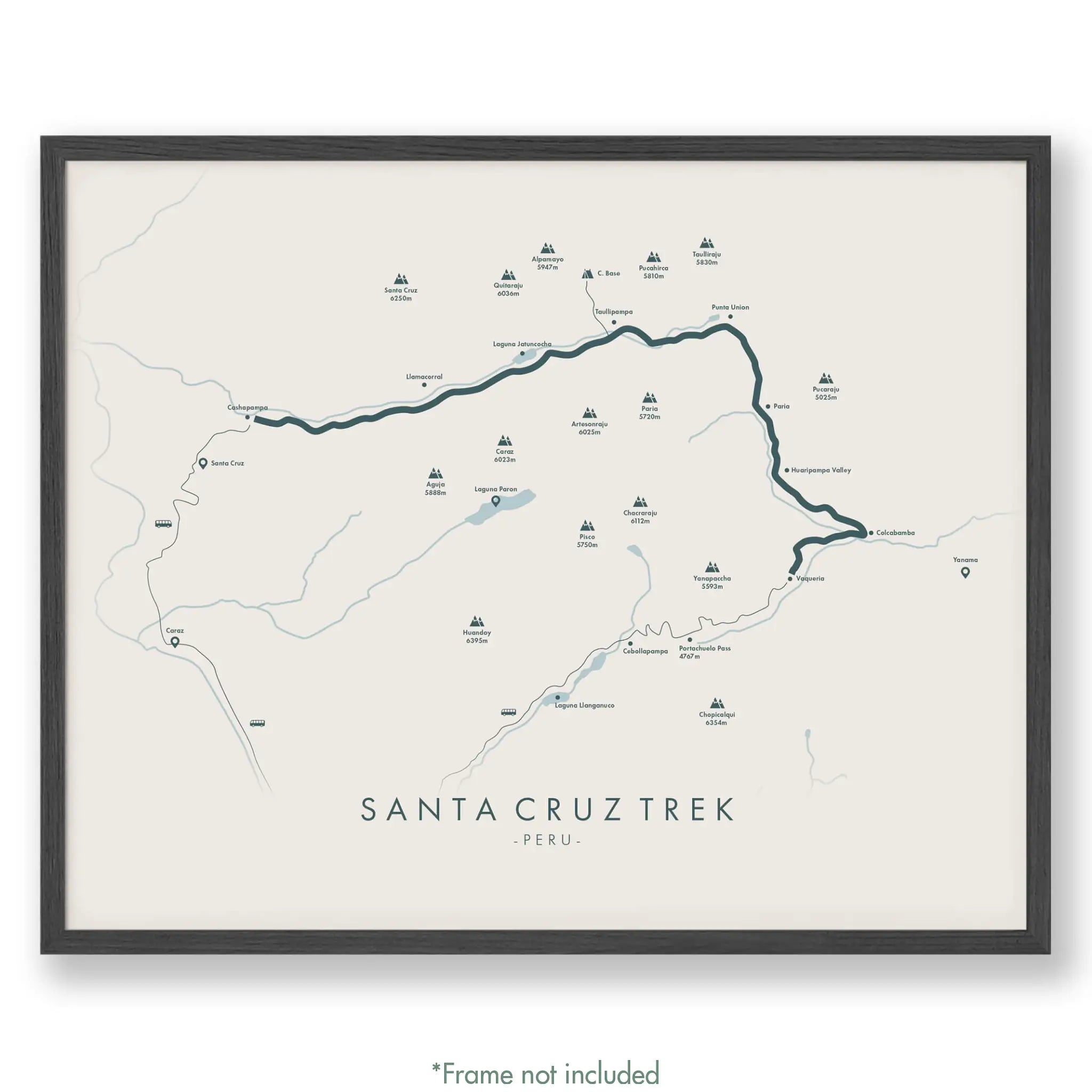 Santa Cruz Trek Map | Santa Cruz Trek Poster | Tell Your Trail