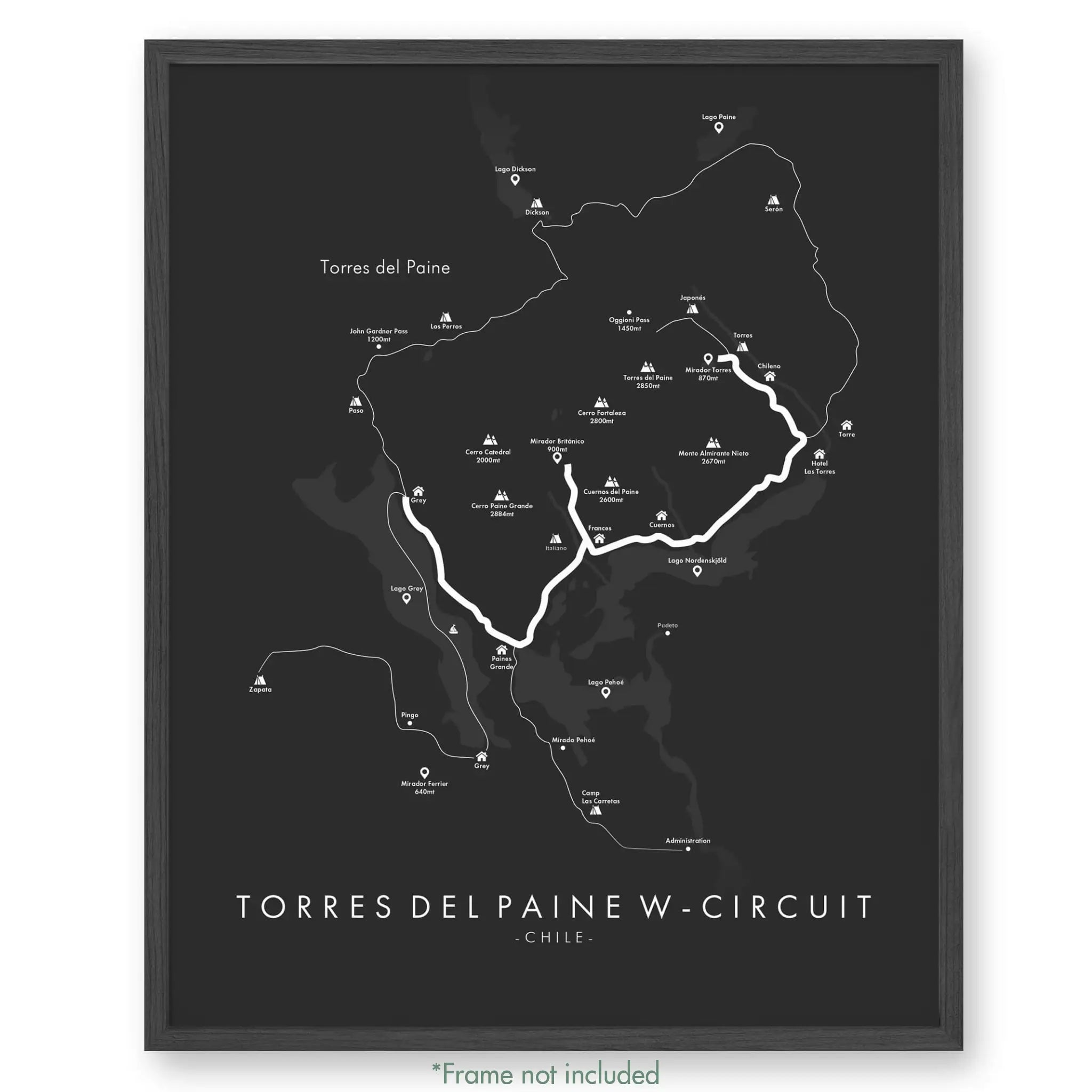 Torres Del Paine 'W'-Circuit Trek Map | Torres Del Paine 'W'-Circuit ...