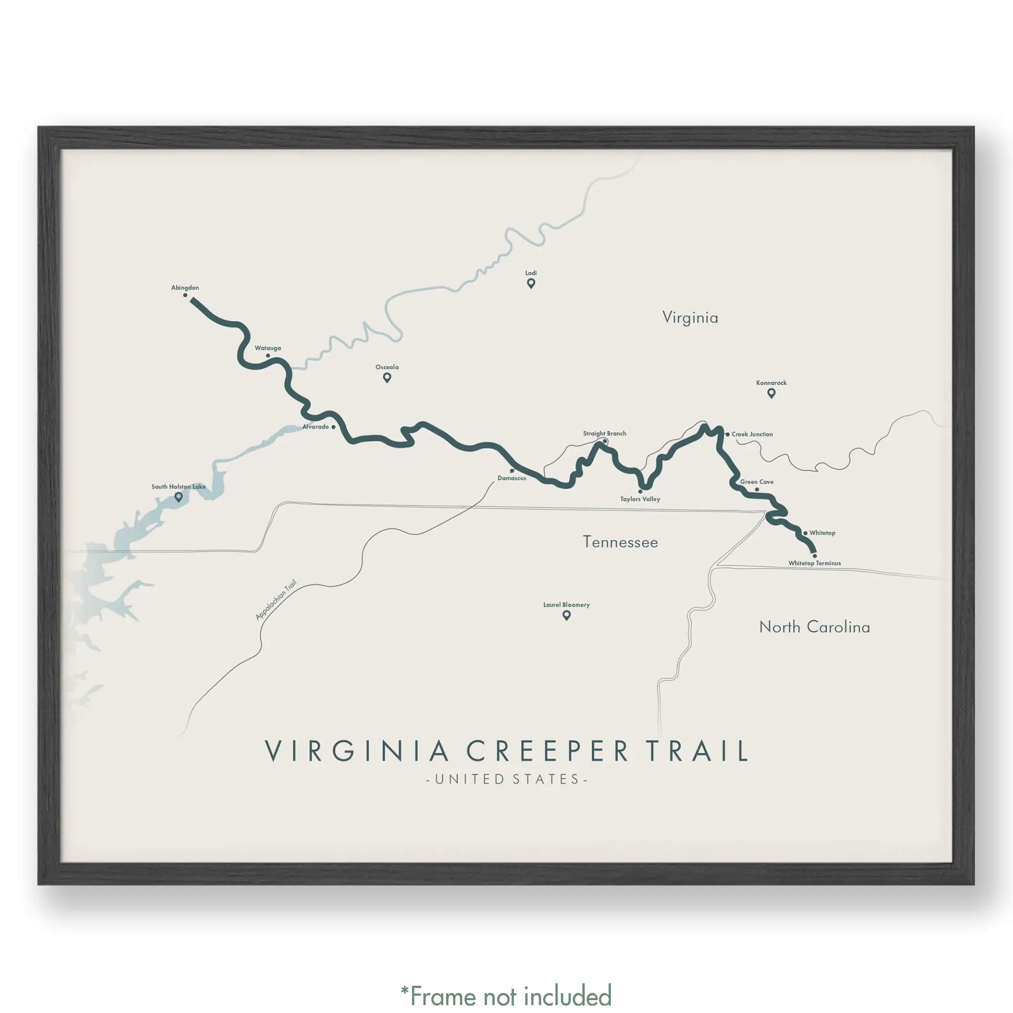 Virginia Creeper Trail Map | Virginia Creeper Trail Poster | Tell Your ...